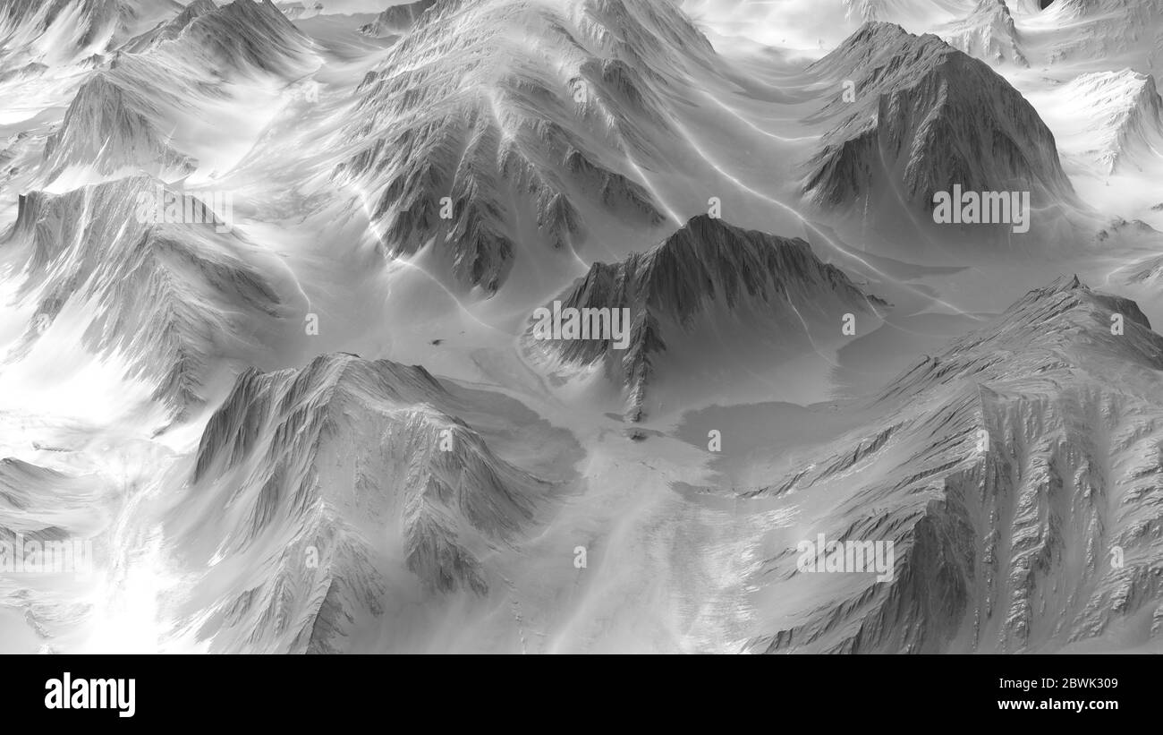3D illustration of mountain landscape relief Stock Photo - Alamy