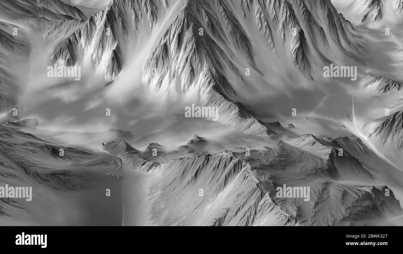 3D illustration of mountain landscape relief Stock Photo - Alamy