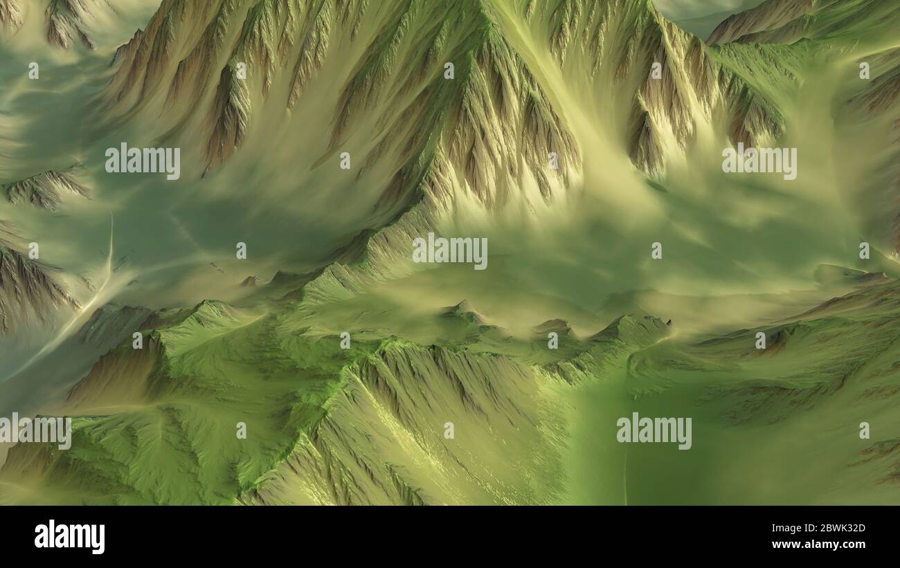 3D illustration of mountain landscape relief Stock Photo - Alamy