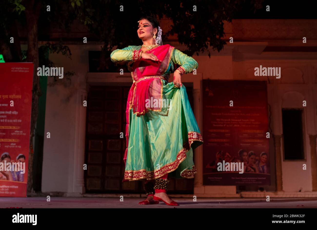 Indian Classic Dancer performing classical Kathak dance form at Pushkar ...