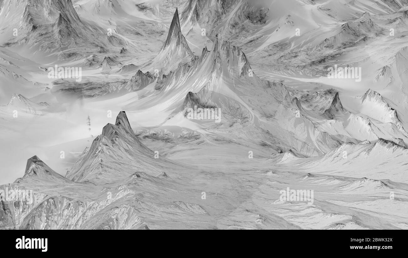 3D illustration of mountain landscape relief Stock Photo - Alamy