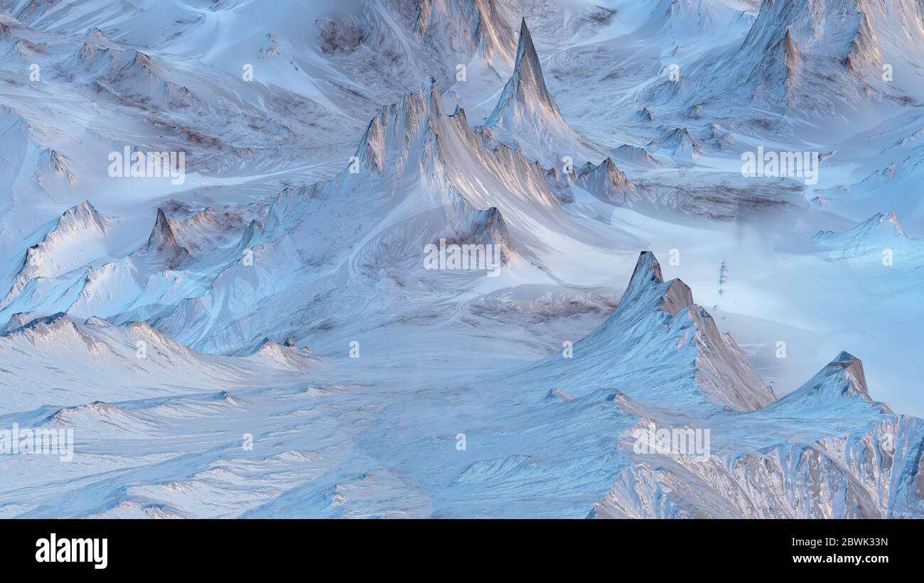 3D illustration of mountain landscape relief Stock Photo - Alamy