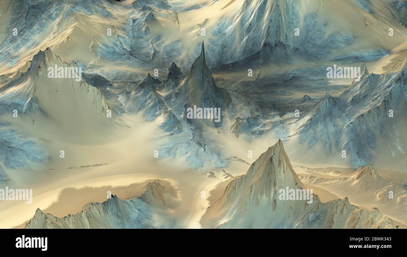 3D illustration of mountain landscape relief Stock Photo - Alamy