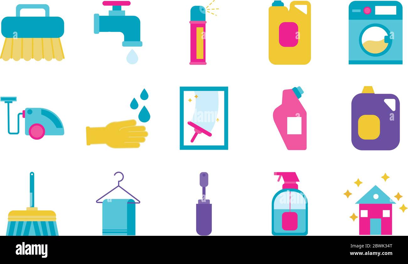 cleansing and desinfecting set icons Stock Vector Image & Art - Alamy