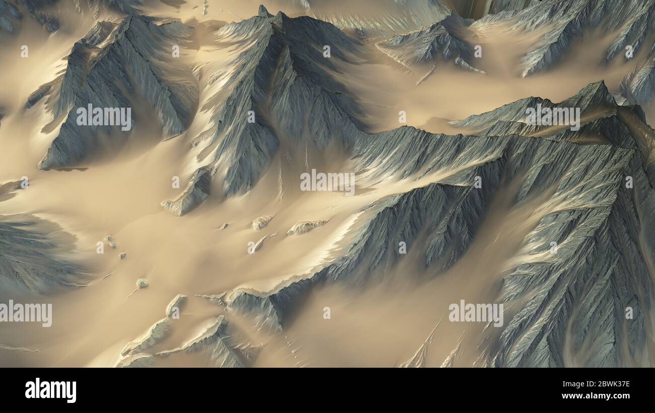 3D illustration of mountain landscape relief Stock Photo - Alamy