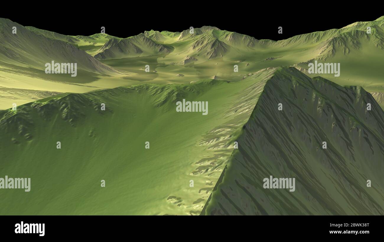 3D illustration of mountain landscape relief Stock Photo - Alamy