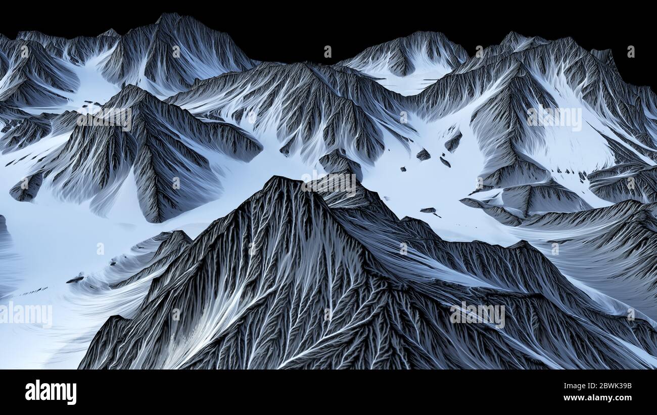 3D illustration of mountain landscape relief Stock Photo - Alamy