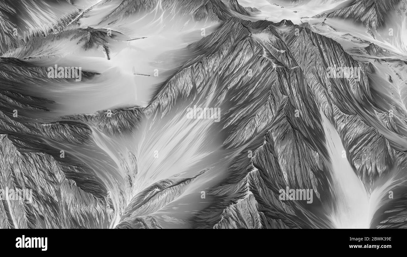 3D monochrome illustration of mountain landscape relief Stock Photo - Alamy