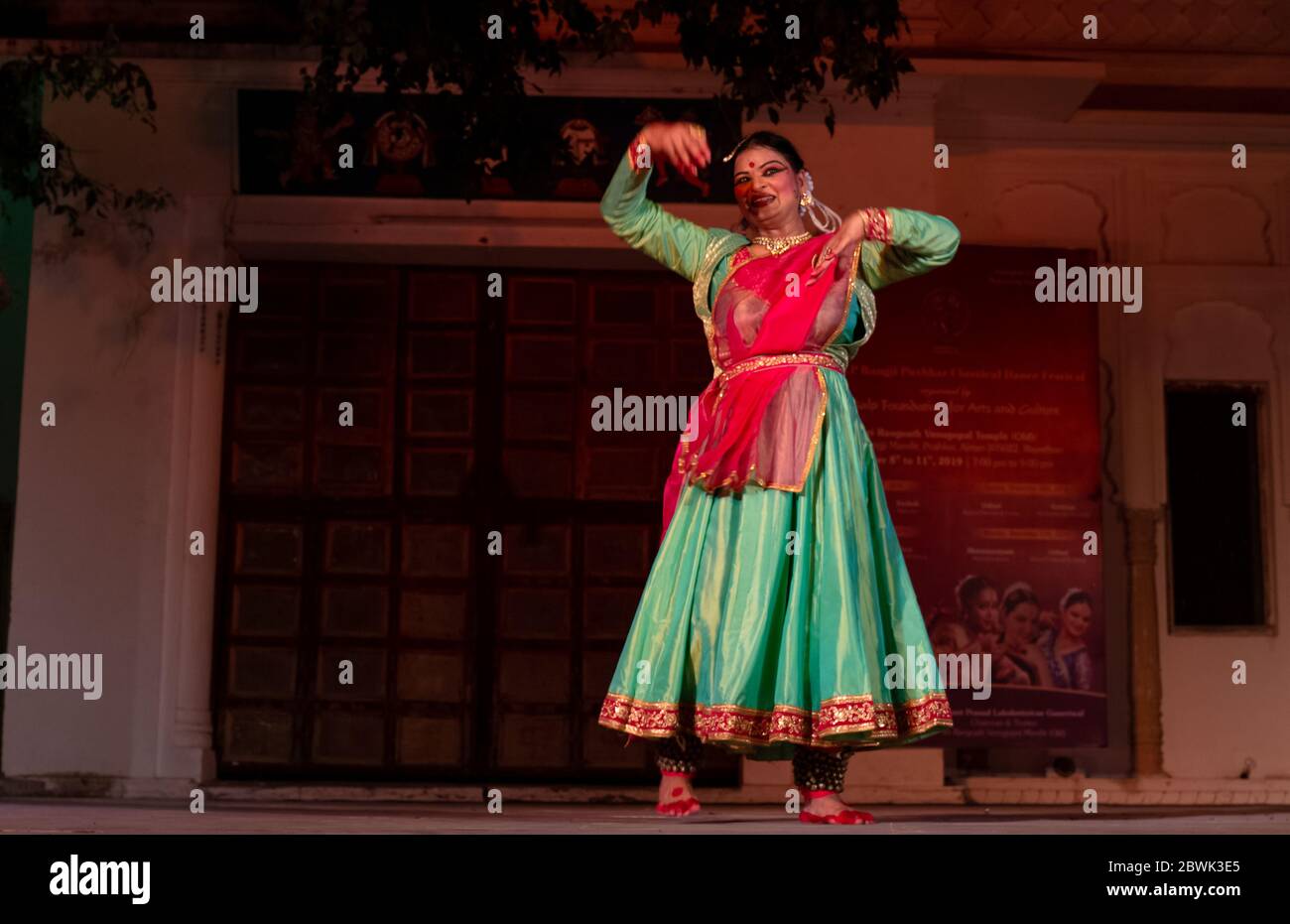 Indian Classic Dancer performing classical Kathak dance form at Pushkar ...