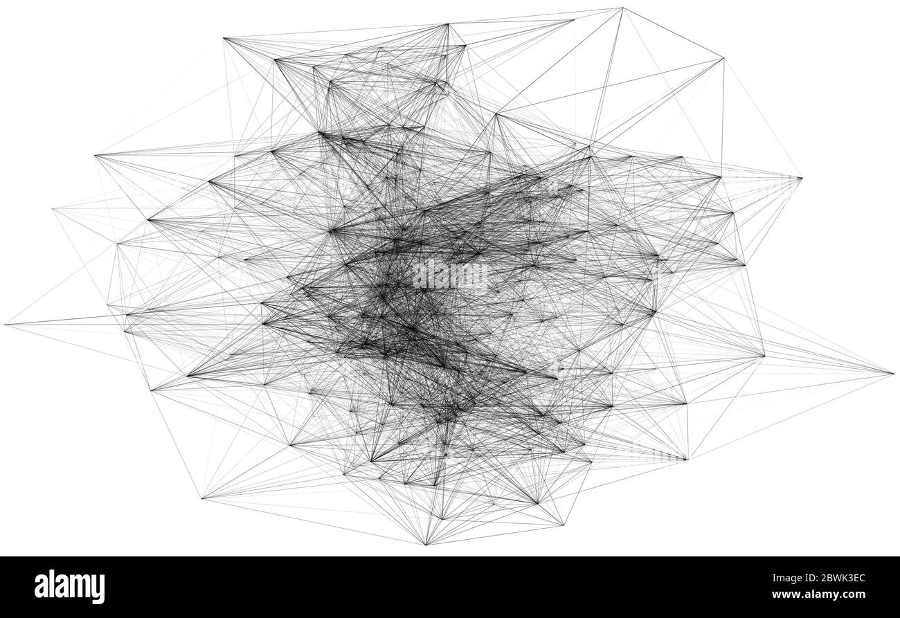 3D illustration of geometric cloud connection structure on white ...