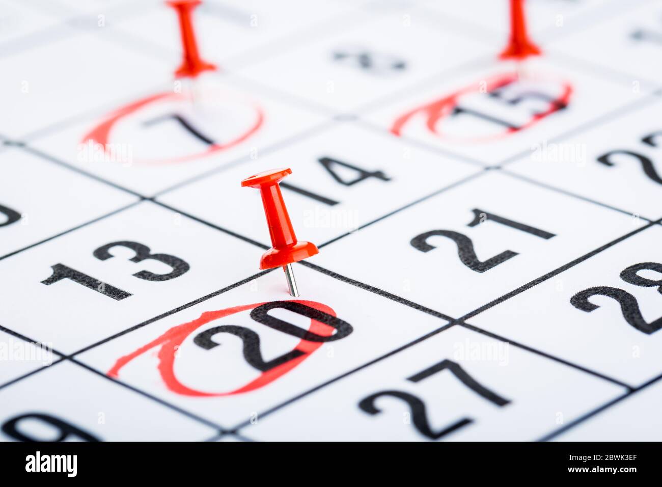 2020 calendar page marked with an important date in red pin. timeline ...