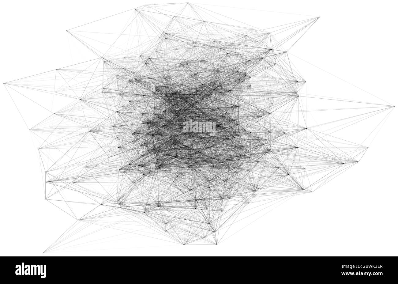 3D illustration of geometric cloud connection structure on white ...