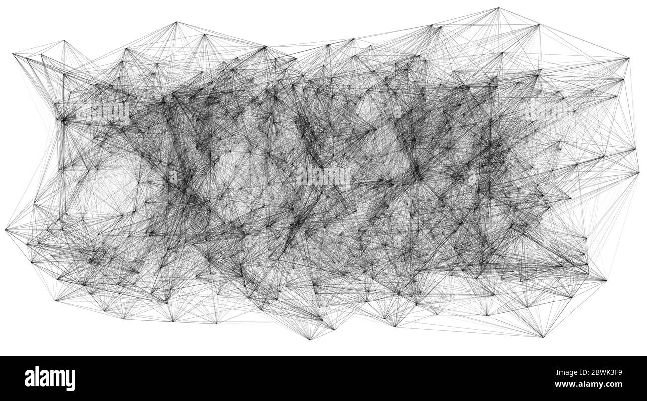 3D illustration of geometric cloud connection structure on white ...