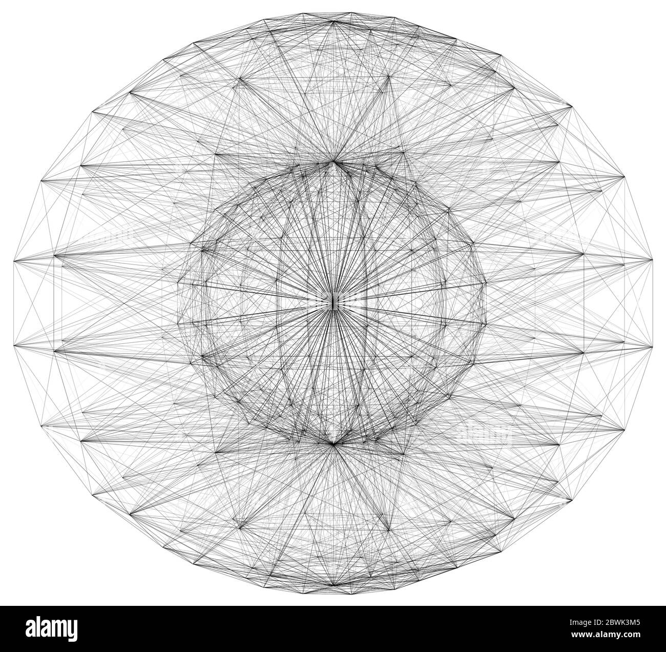 3D illustration of sphere connection structure on white background ...