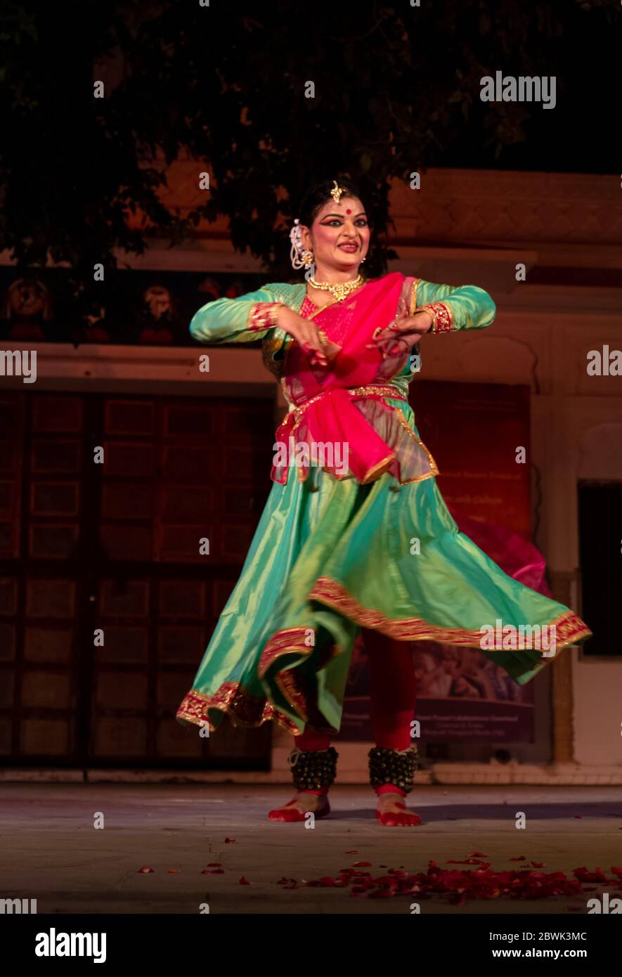 Indian Classic Dancer performing classical Kathak dance form at Pushkar ...