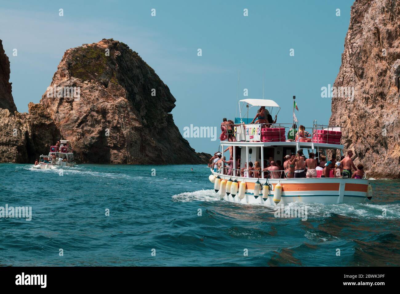View of the harbor and port at Ponza island in the summer season. Ponza ...