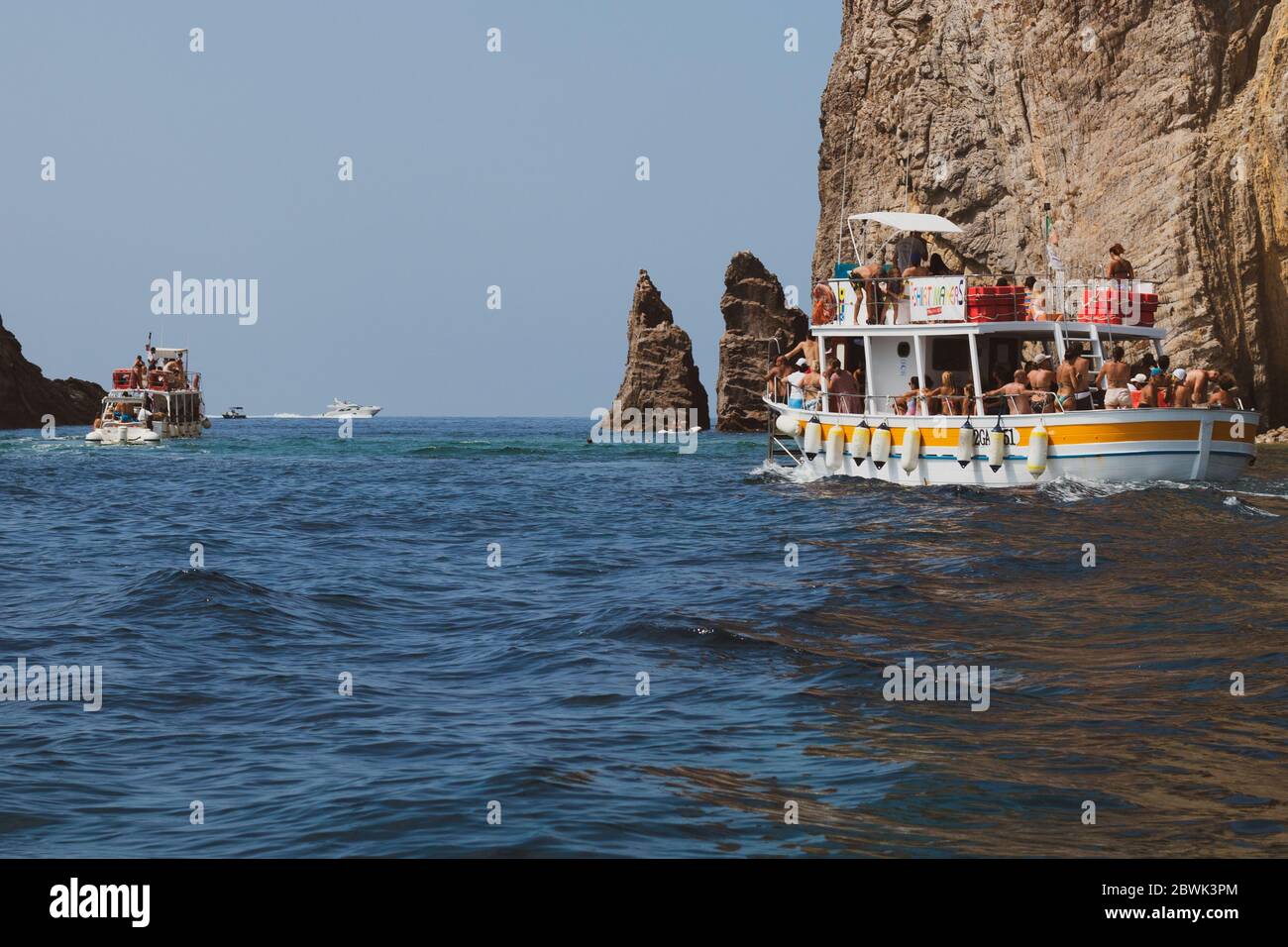 View of the harbor and port at Ponza island in the summer season. Ponza ...