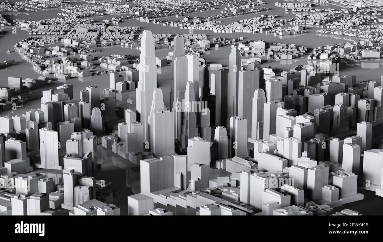 3D illustration of futuristic modern city model Stock Photo - Alamy