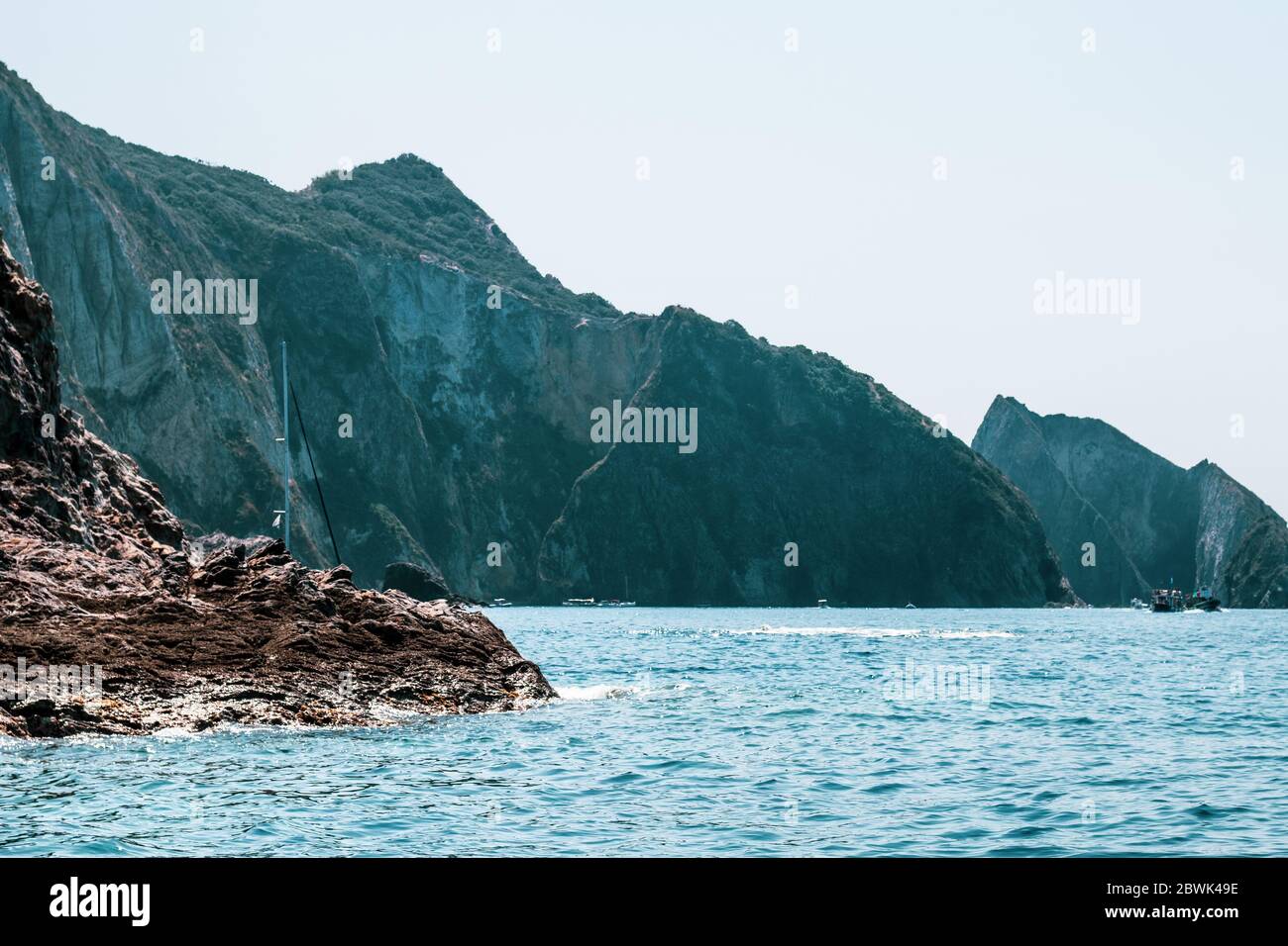 View of the harbor and port at Ponza island in the summer season. Ponza ...