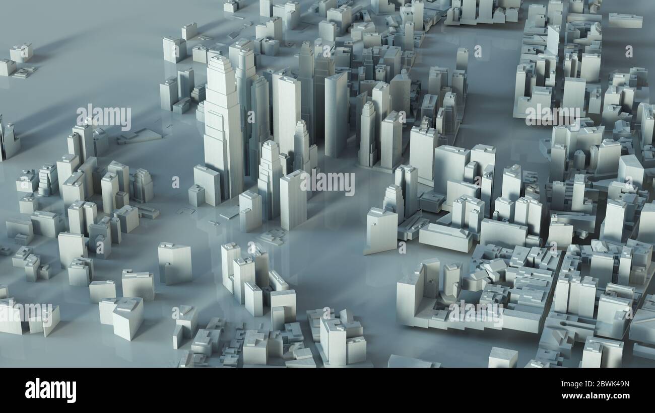 3D illustration of futuristic modern city model Stock Photo - Alamy