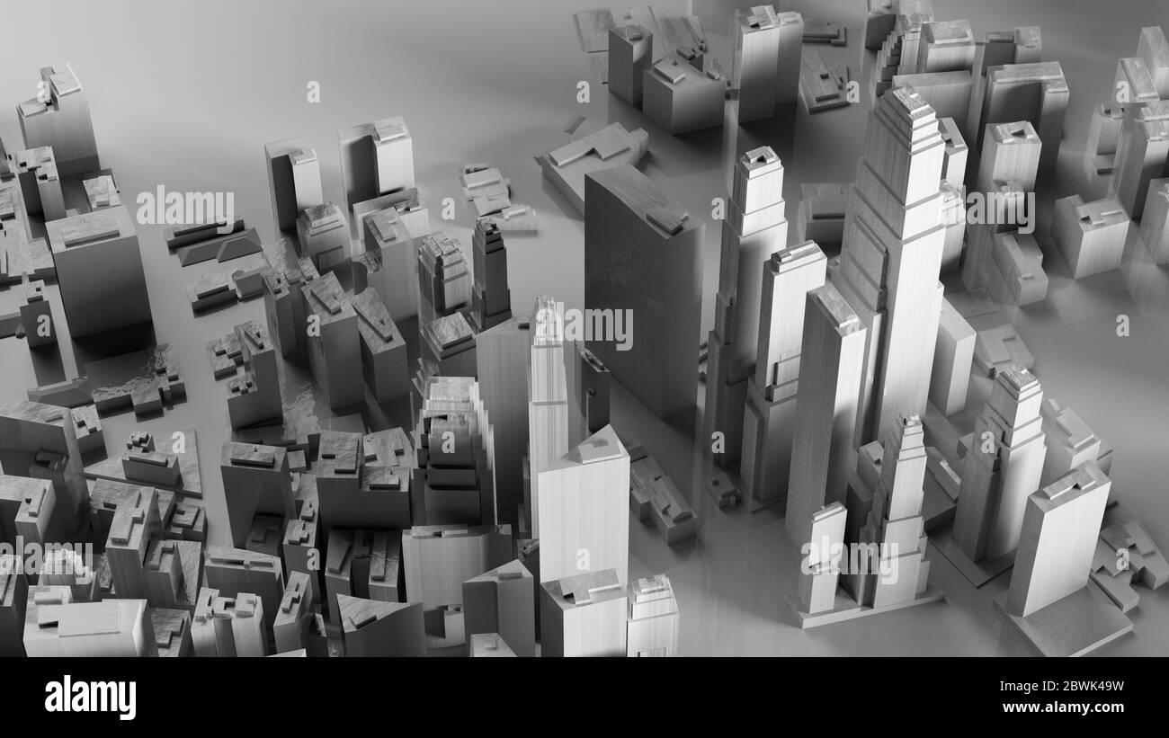 3D illustration of futuristic modern city model Stock Photo - Alamy