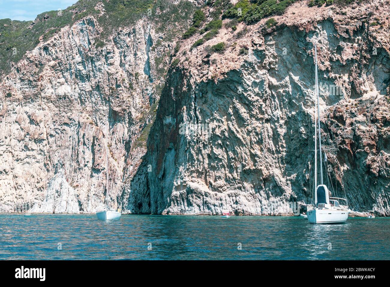 View of the harbor and port at Ponza island in the summer season. Ponza ...