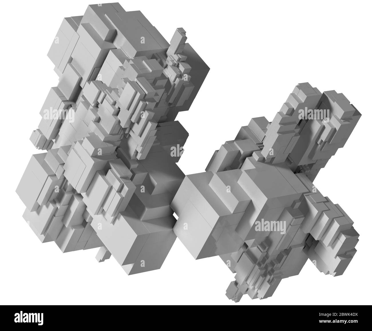 3D illustration of three-dimensional model consisting of rectangular ...