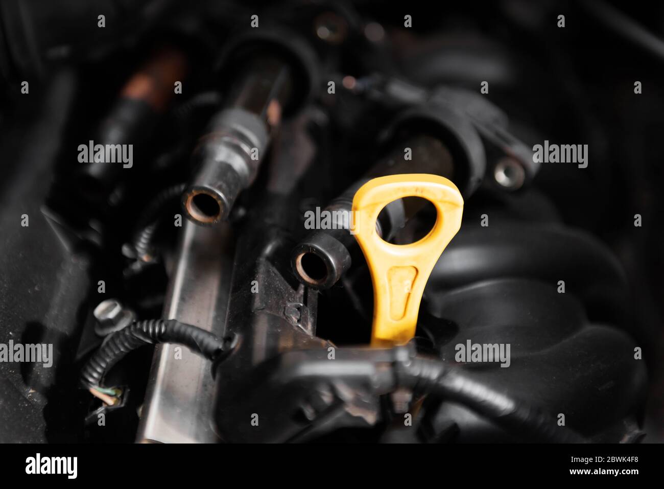 Close up view of engine car part on the garage Stock Photo - Alamy