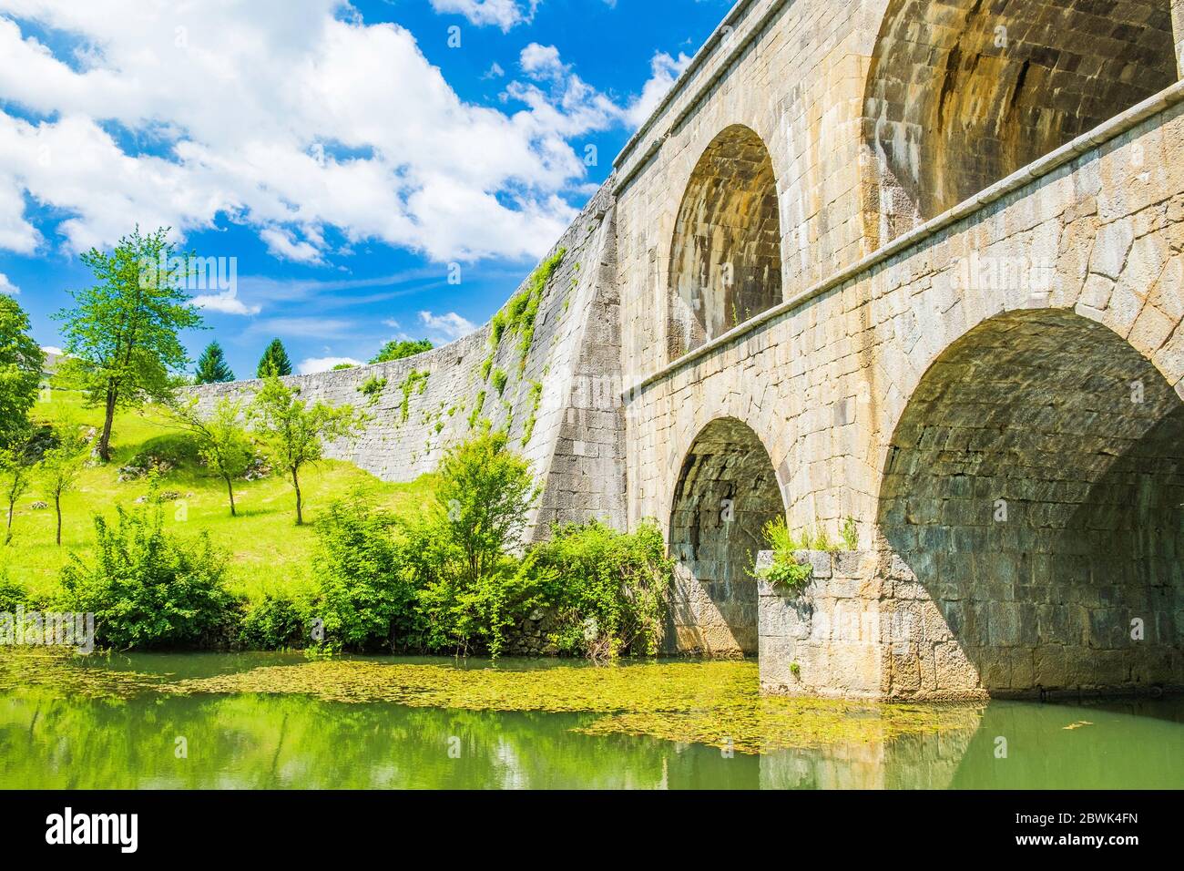 Croatia, beautiful 19 century stone bridge with arches in Tounj on ...