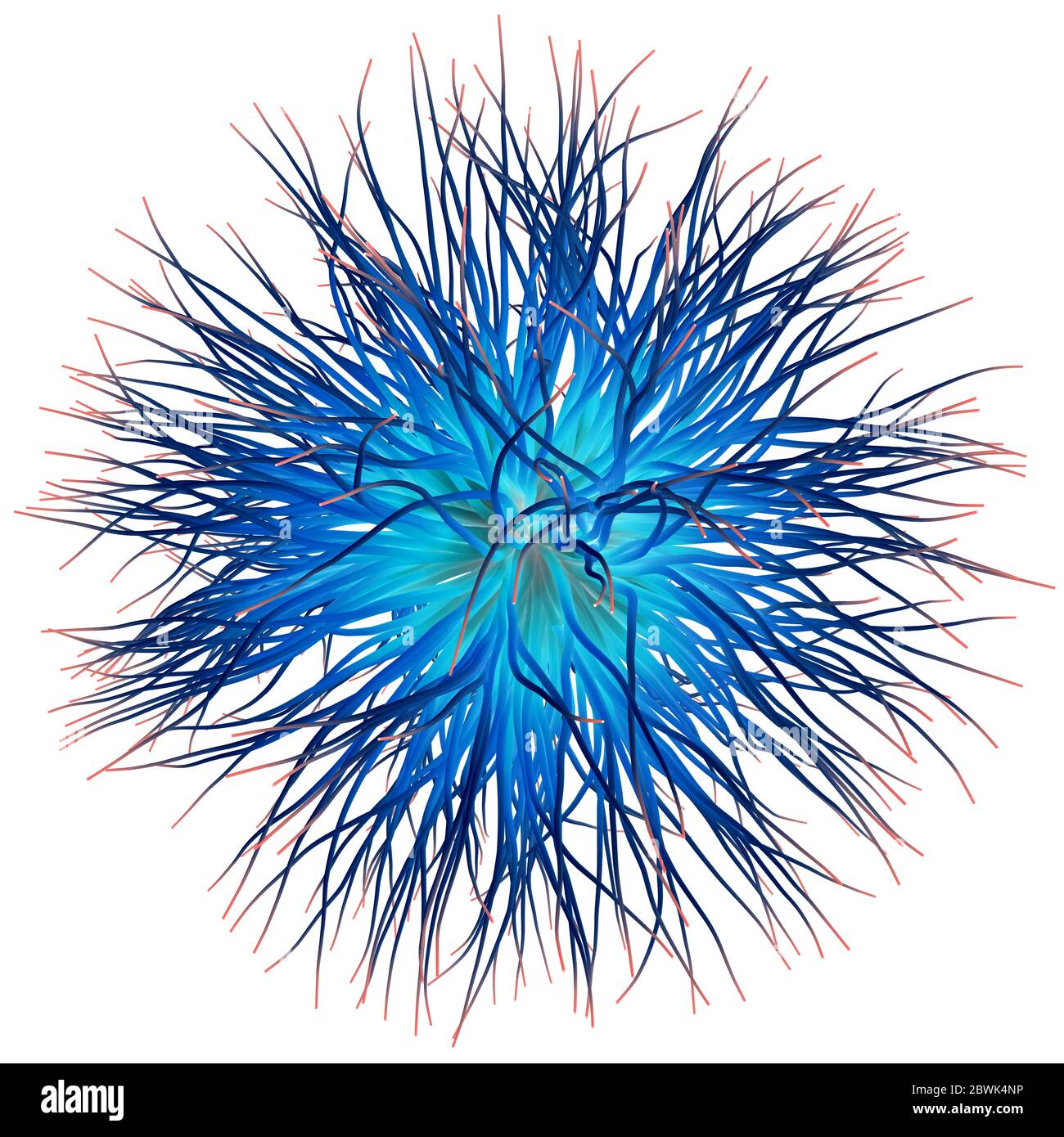 3D illustration of three-dimensional object like a virus on white ...