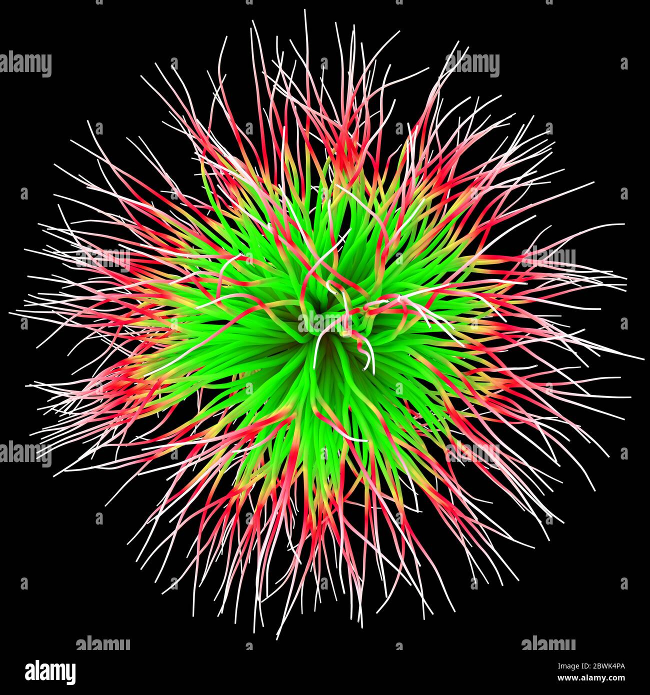 3D illustration of three-dimensional object like a virus on black ...