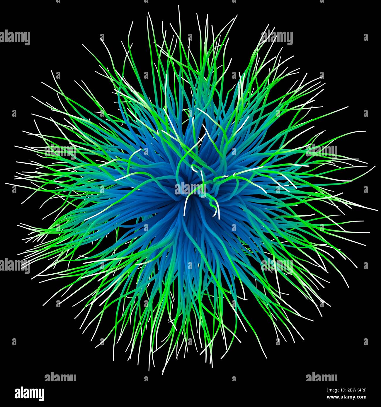3D illustration of three-dimensional object like a virus on black ...