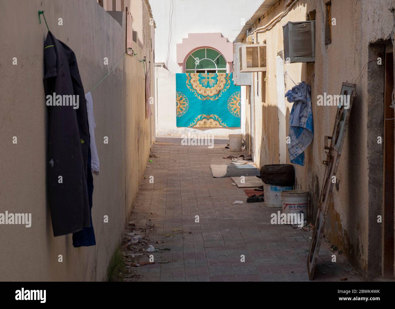 Carpet on a wall drying in the sun, Muscat, Sultanate of Oman Stock ...