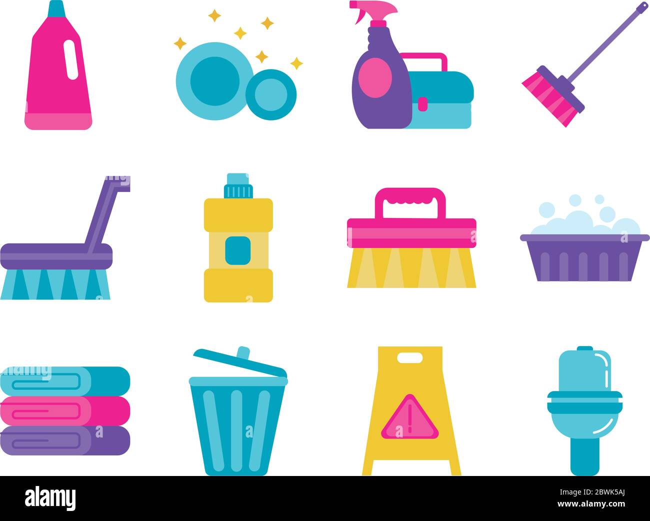 cleansing and desinfecting set icons Stock Vector Image & Art - Alamy