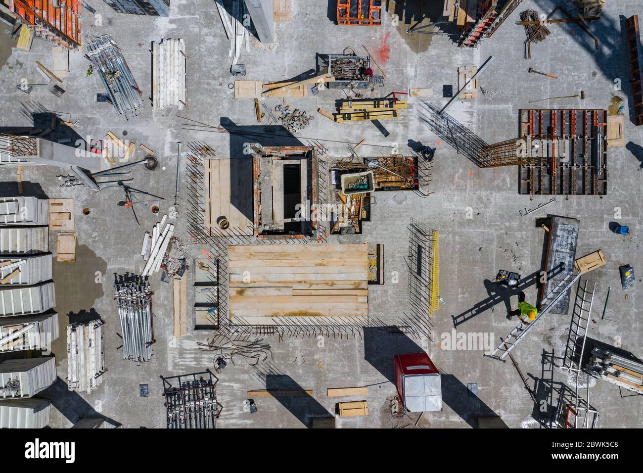 Contstruction Site from above. Aerial view of new apartment under ...