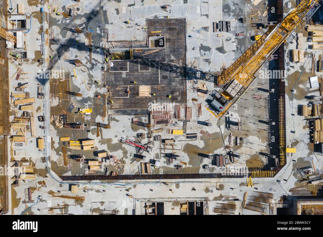 Contstruction Site from above. Aerial view of new apartment under ...