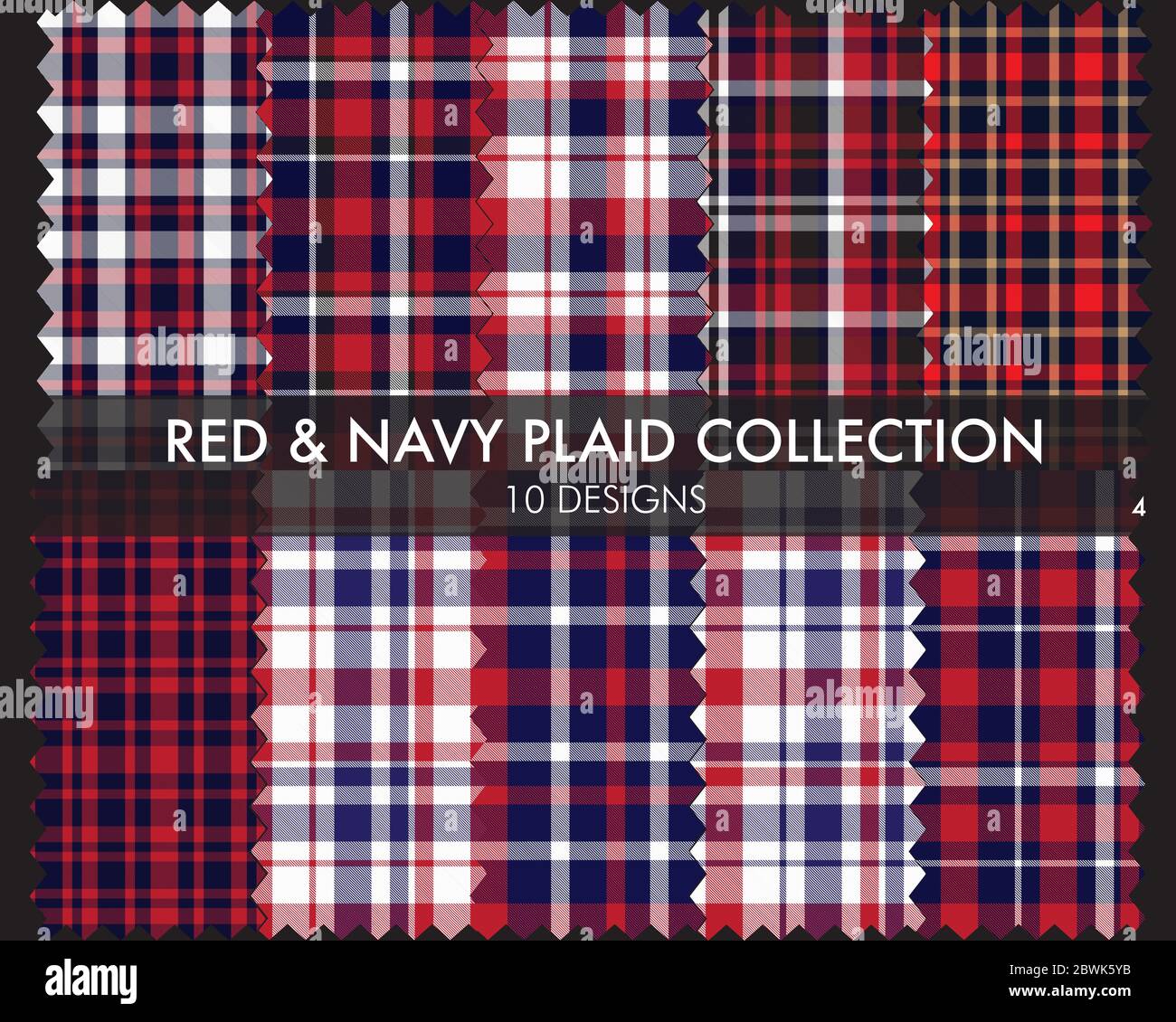 Red Navy Plaid Tartan Checkered Seamless Pattern Collection - Red Navy ...