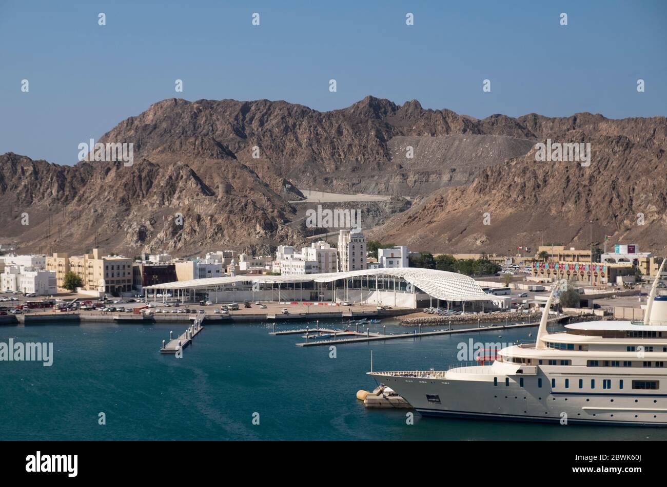 View towards Muscat fishmarket,Port Sultan Qaboos, Muscat, Sultanate of ...