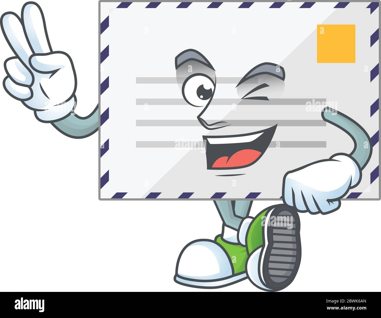 smiling letter cartoon mascot style with two fingers Stock Vector Image ...