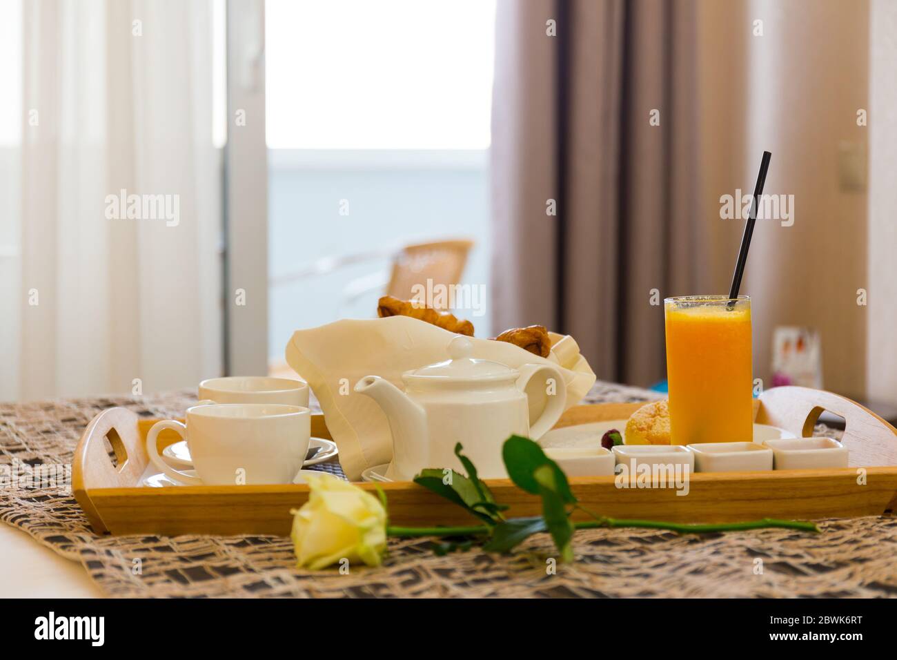 Tray delicious breakfast rose hi-res stock photography and images - Alamy