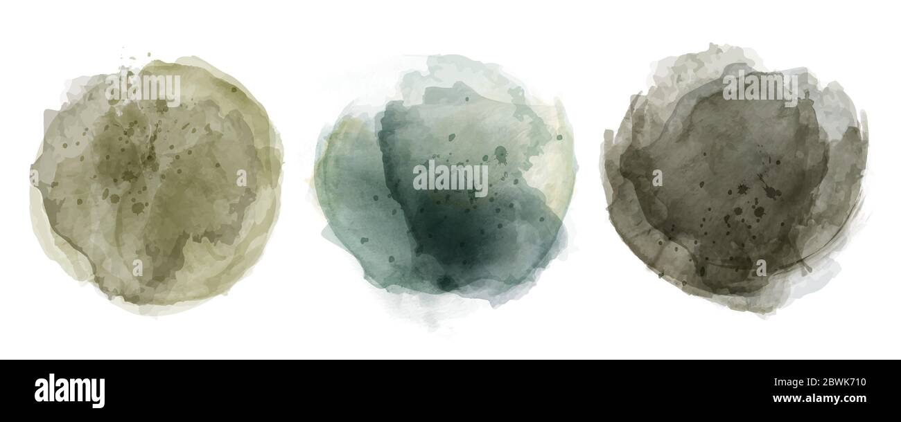 Set of hand drawn earth tone watercolor circles frames, Watercolor ...