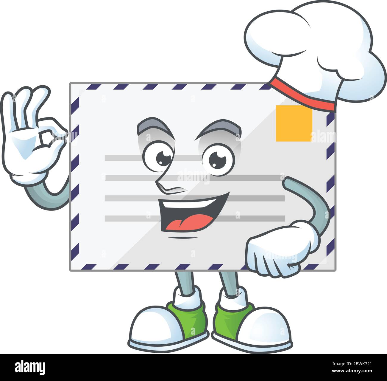 Letter chef cartoon drawing concept proudly wearing white hat Stock ...