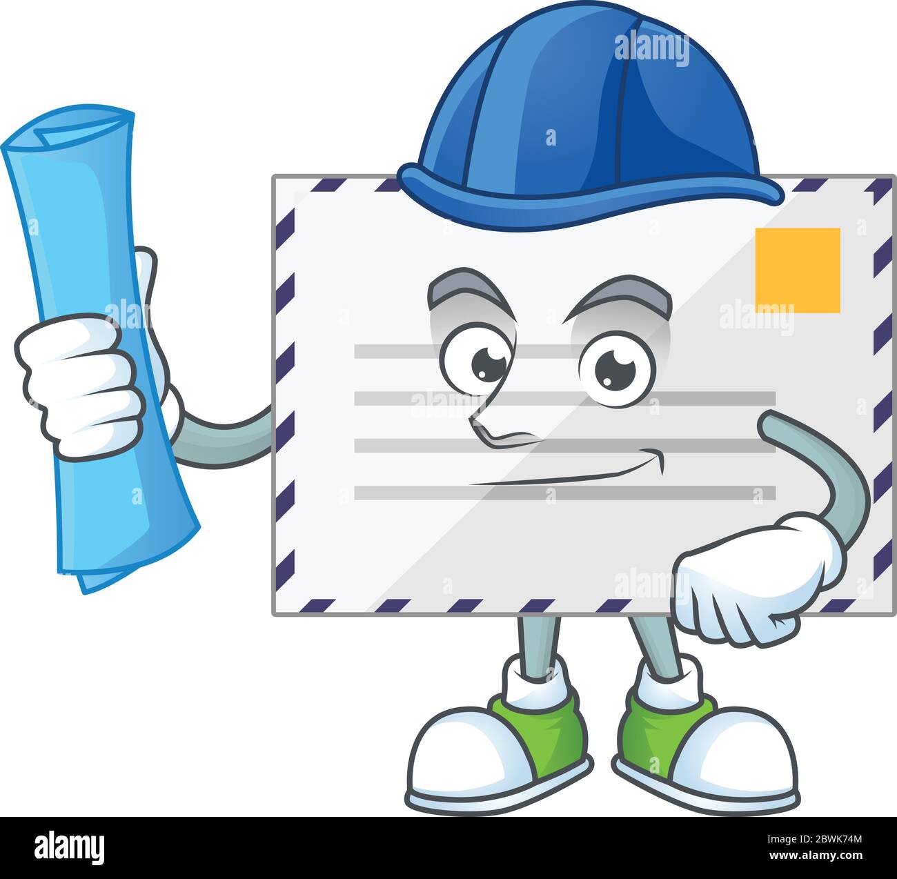 brilliant Architect letter mascot design style with blue prints and ...