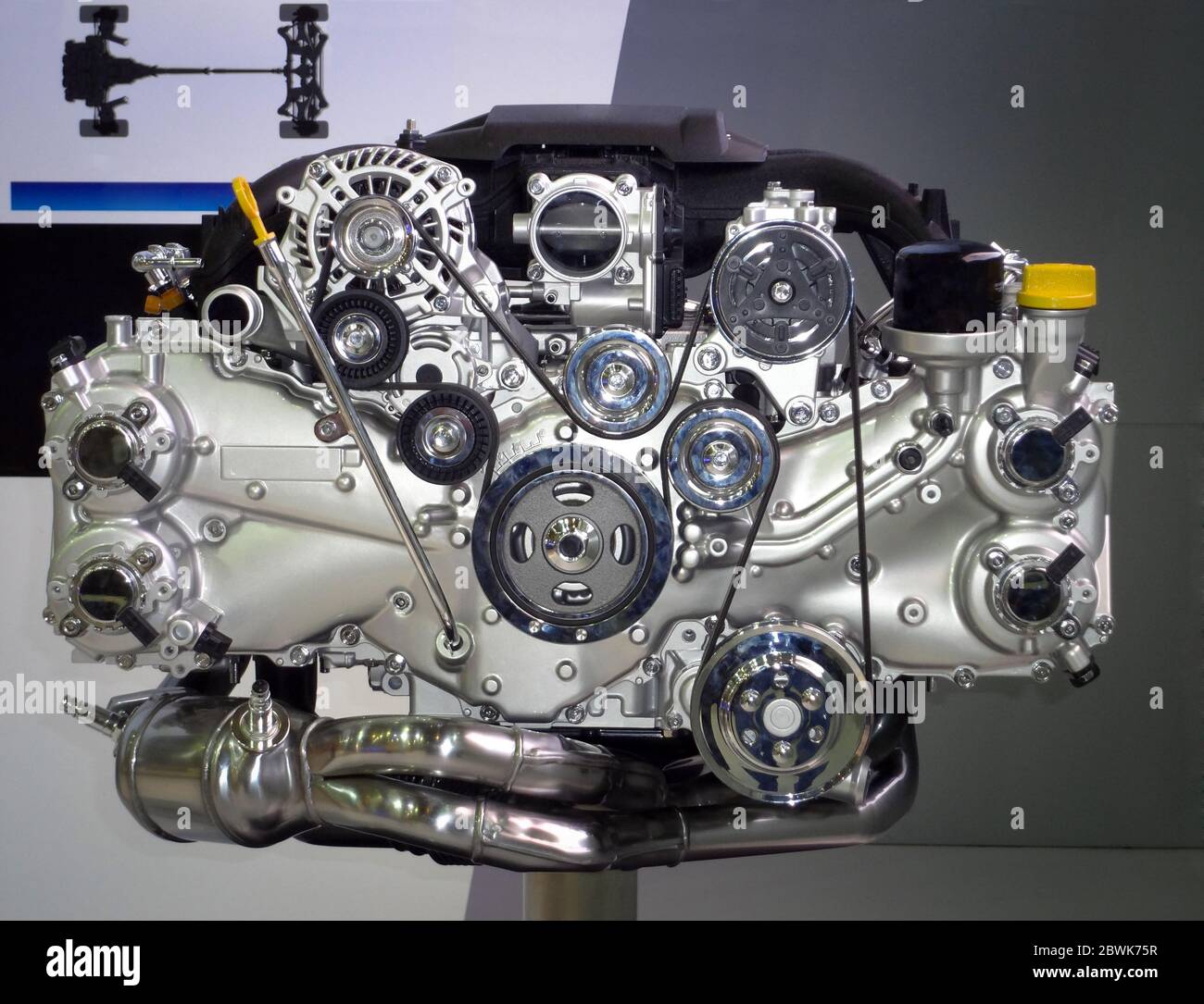 More powerful new generation car engine consuming less fuel Stock Photo ...
