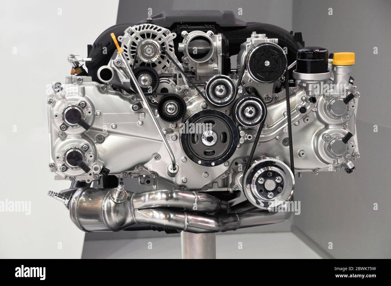 More powerful new generation car engine consuming less fuel Stock Photo ...