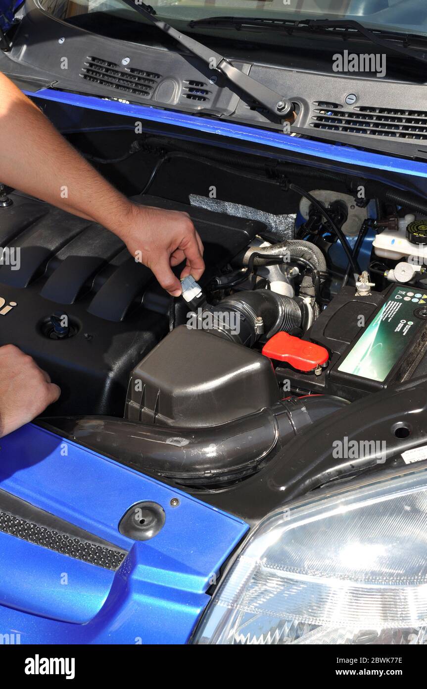 A vehicle arriving at the technical service for maintenance, the ...