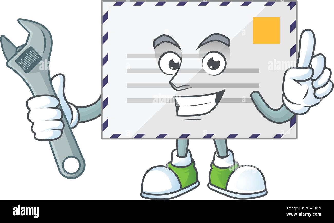 A smart mechanic letter cartoon mascot design fix a broken machine ...