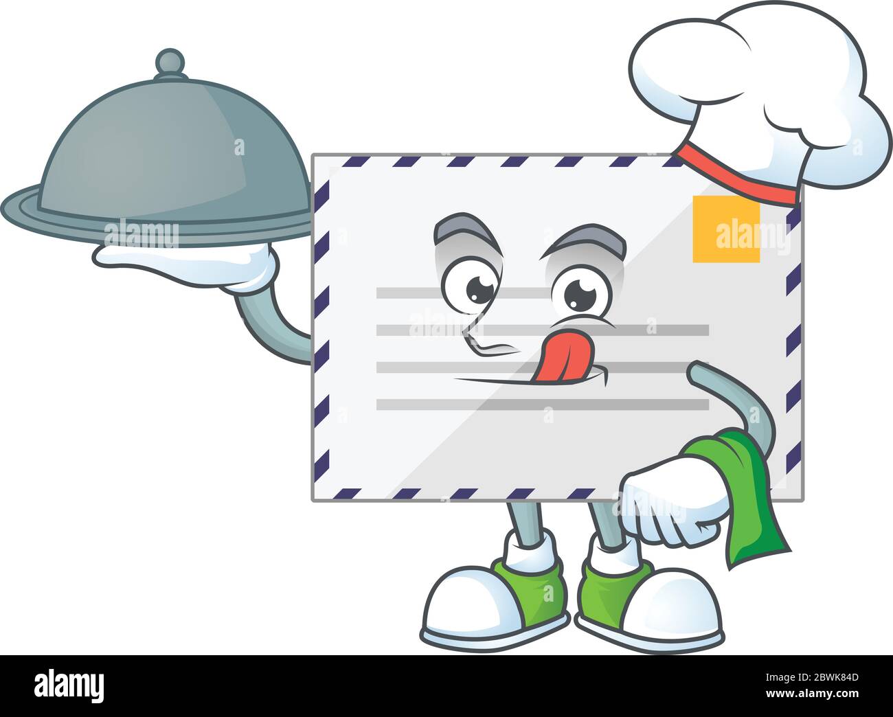 A letter chef cartoon mascot design with hat and tray Stock Vector ...
