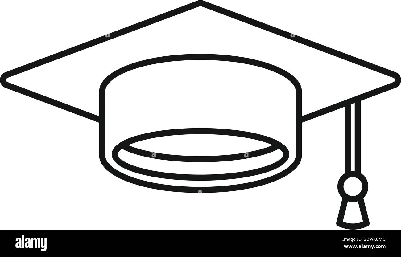 Graduation hat icon. Outline graduation hat vector icon for web design ...