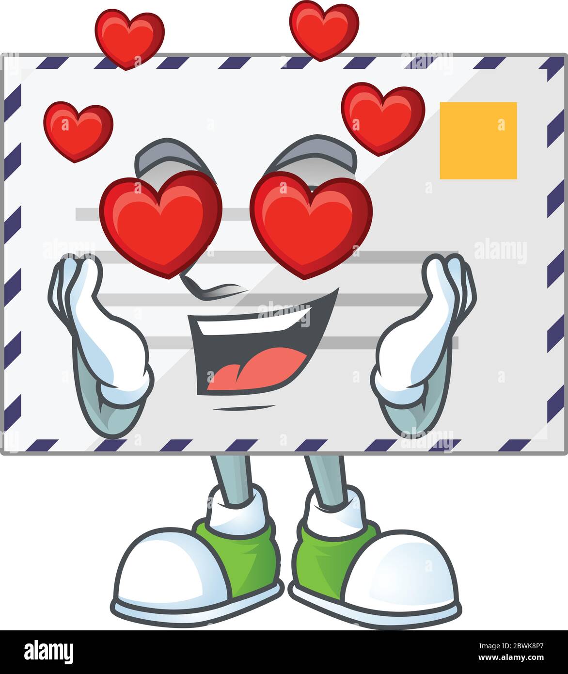 An adorable letter cartoon mascot style with a falling in love face ...